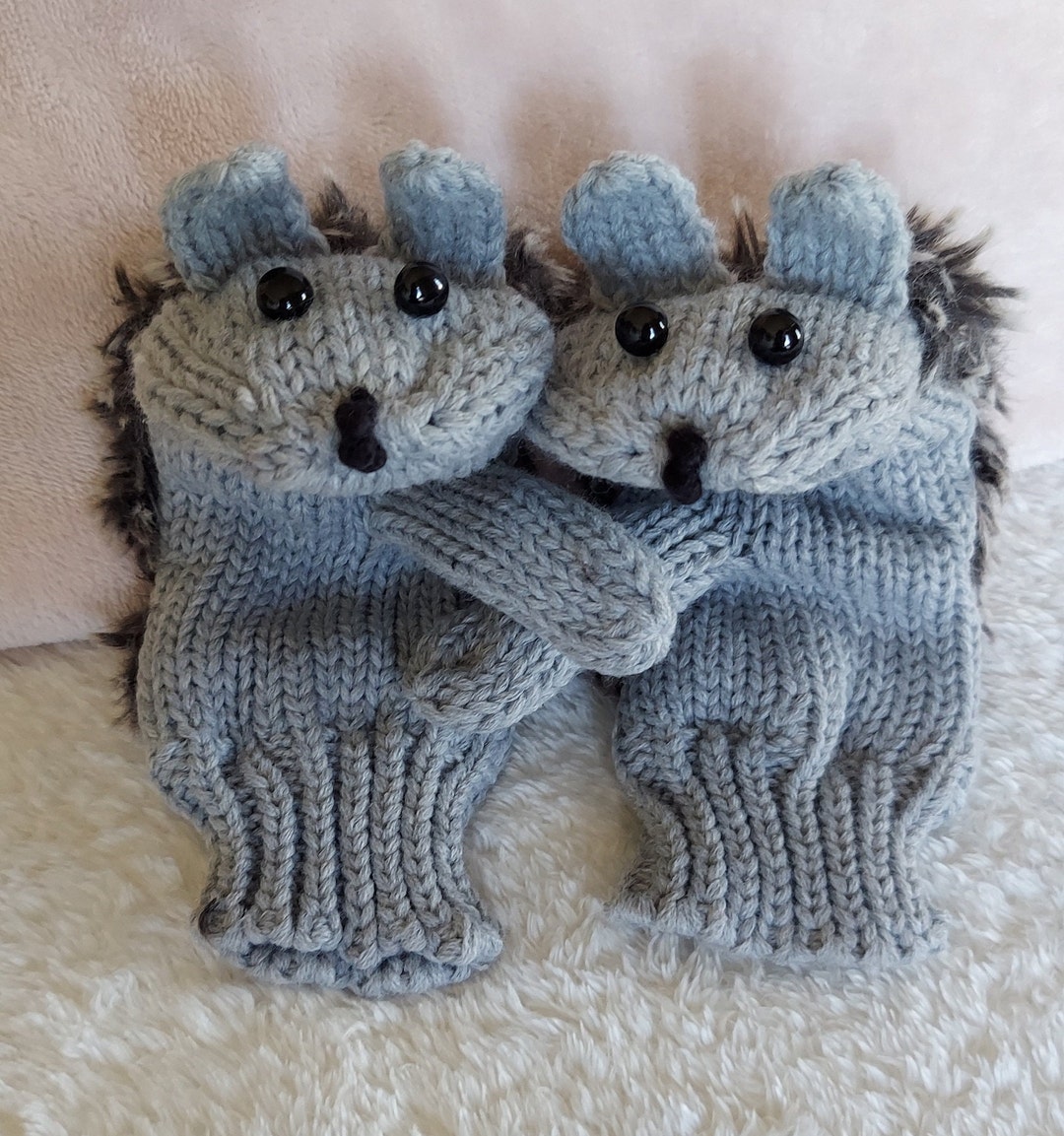 Soft and Fluffy Hedgehog Mitten Buddies - Etsy