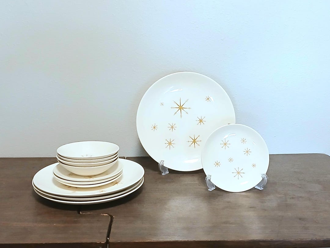 Atomic Ceramic Gold Burst Dishware Set of 12 - Etsy