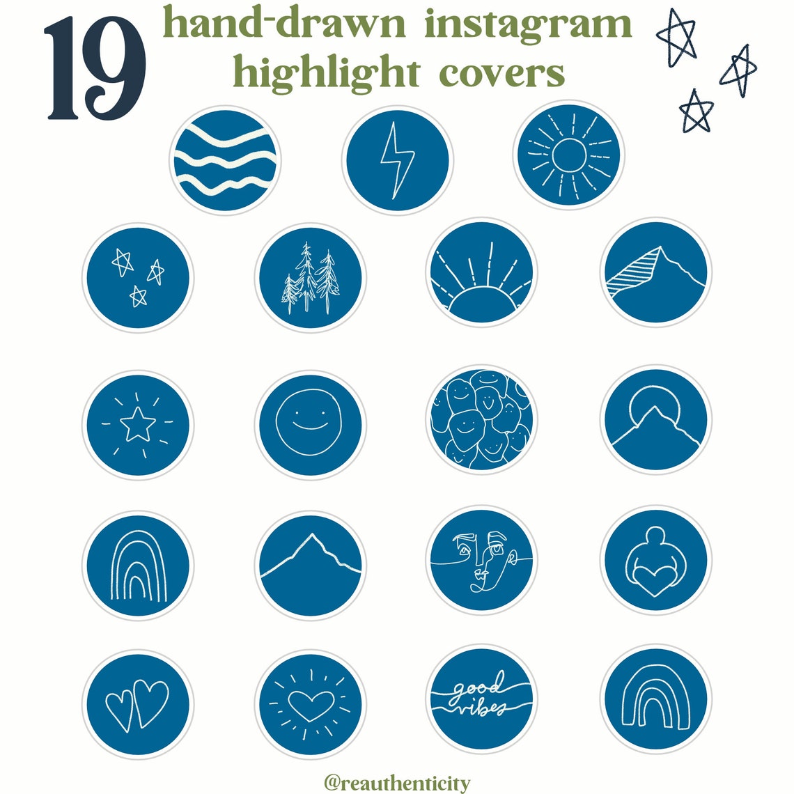 Minimal Blue Instagram Highlight Covers | Simple Trendy Instagram Story ...