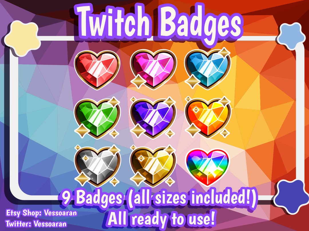 Twitch Sub Badges|| 9 Shiny Gems Sub Badges for Streamers ||bit Badges ...