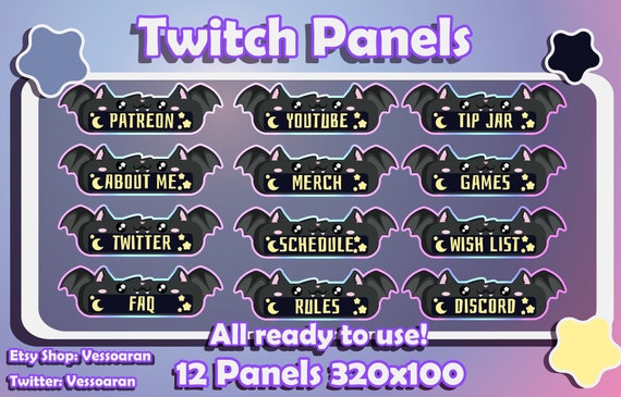 12 Twitch Kawaii Bat Panels / Panels / Kawaii / Streamer / - Etsy