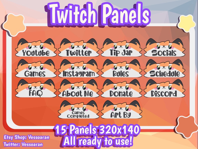15 Twitch Kawaii Fox Panels / Panels / Kawaii / Streamer / Sparkles ...