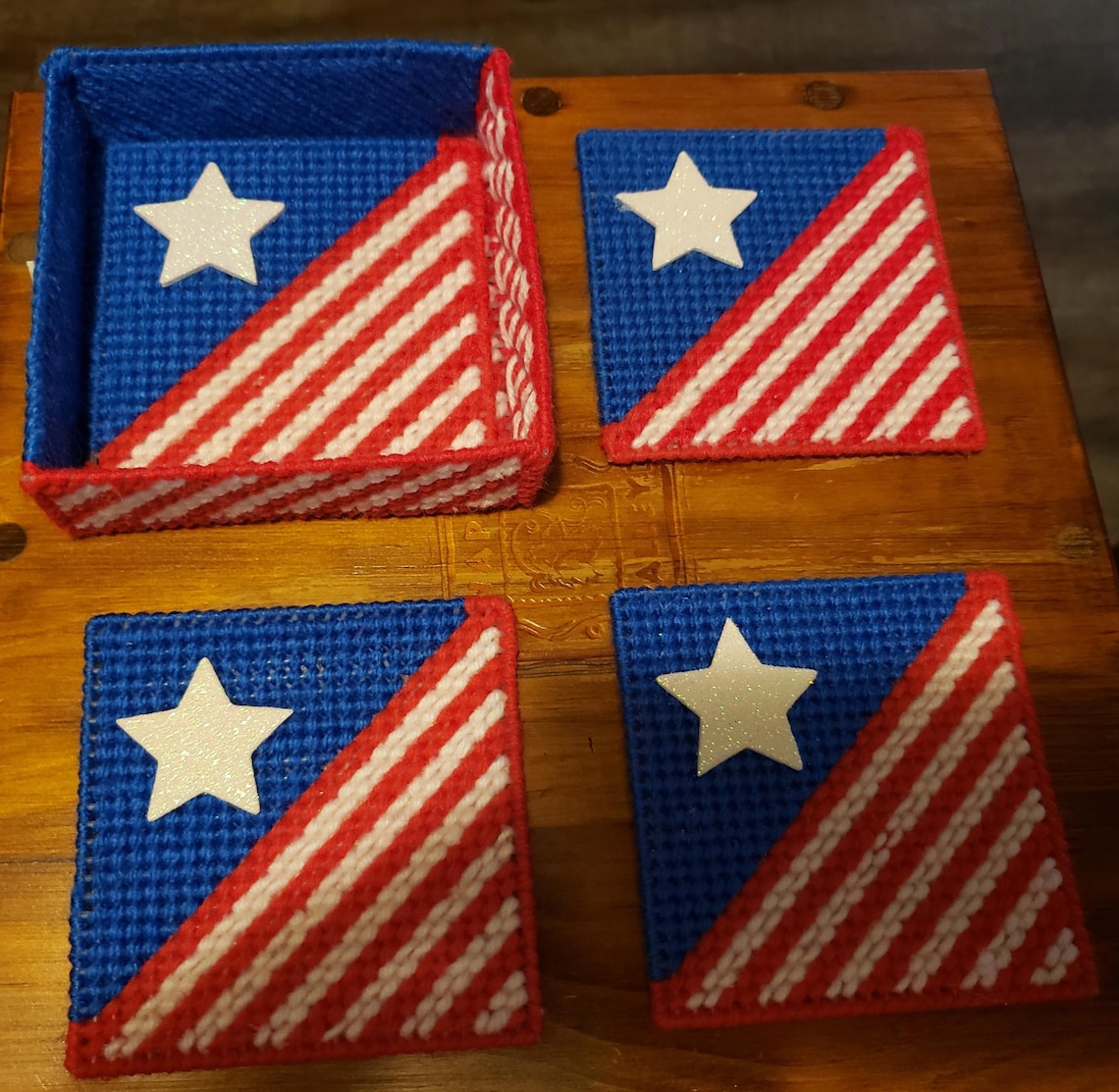 Needlepoint Plastic Canvas Coasters - Etsy