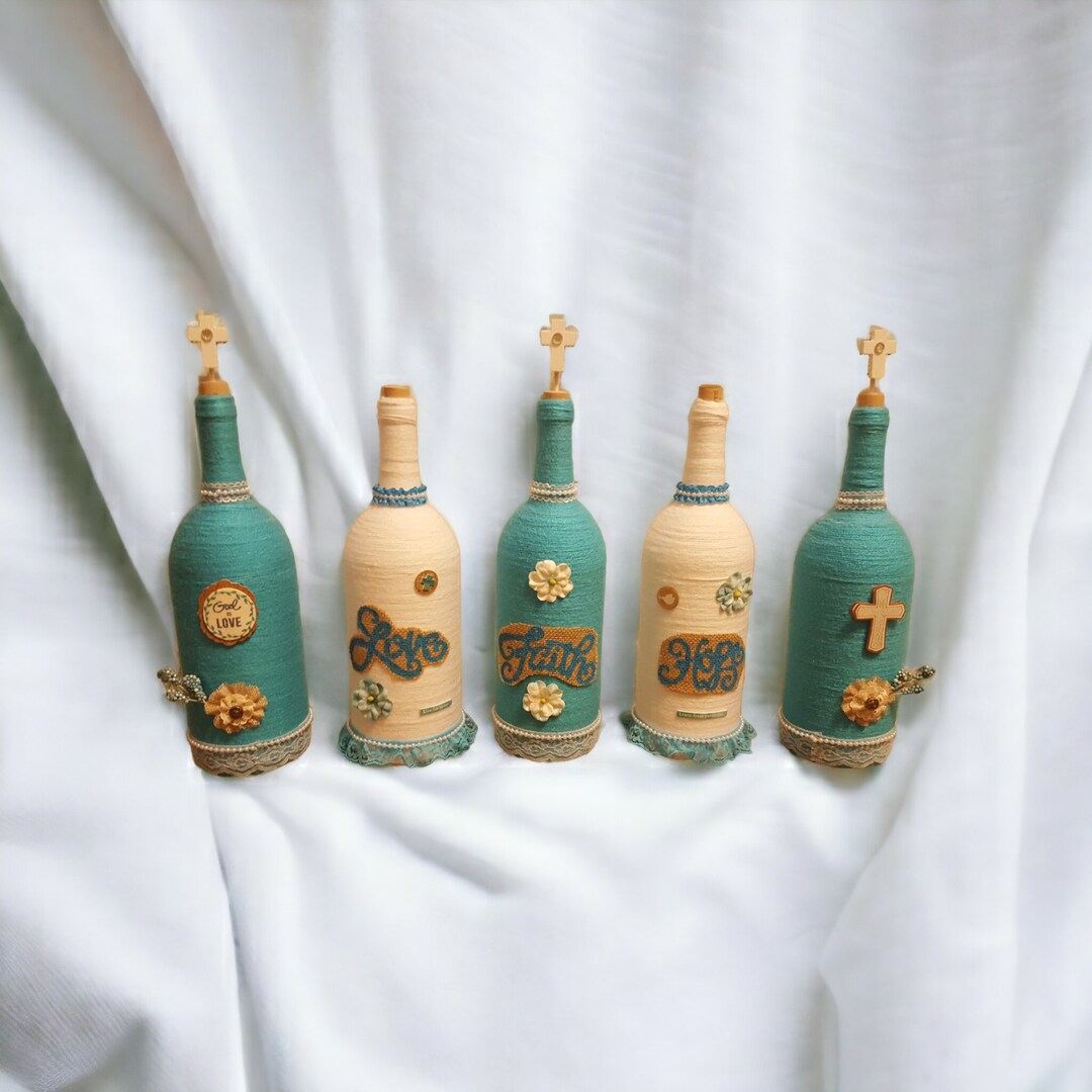 LOVE, FAITH, HOPE Wine Bottle Decor - Etsy