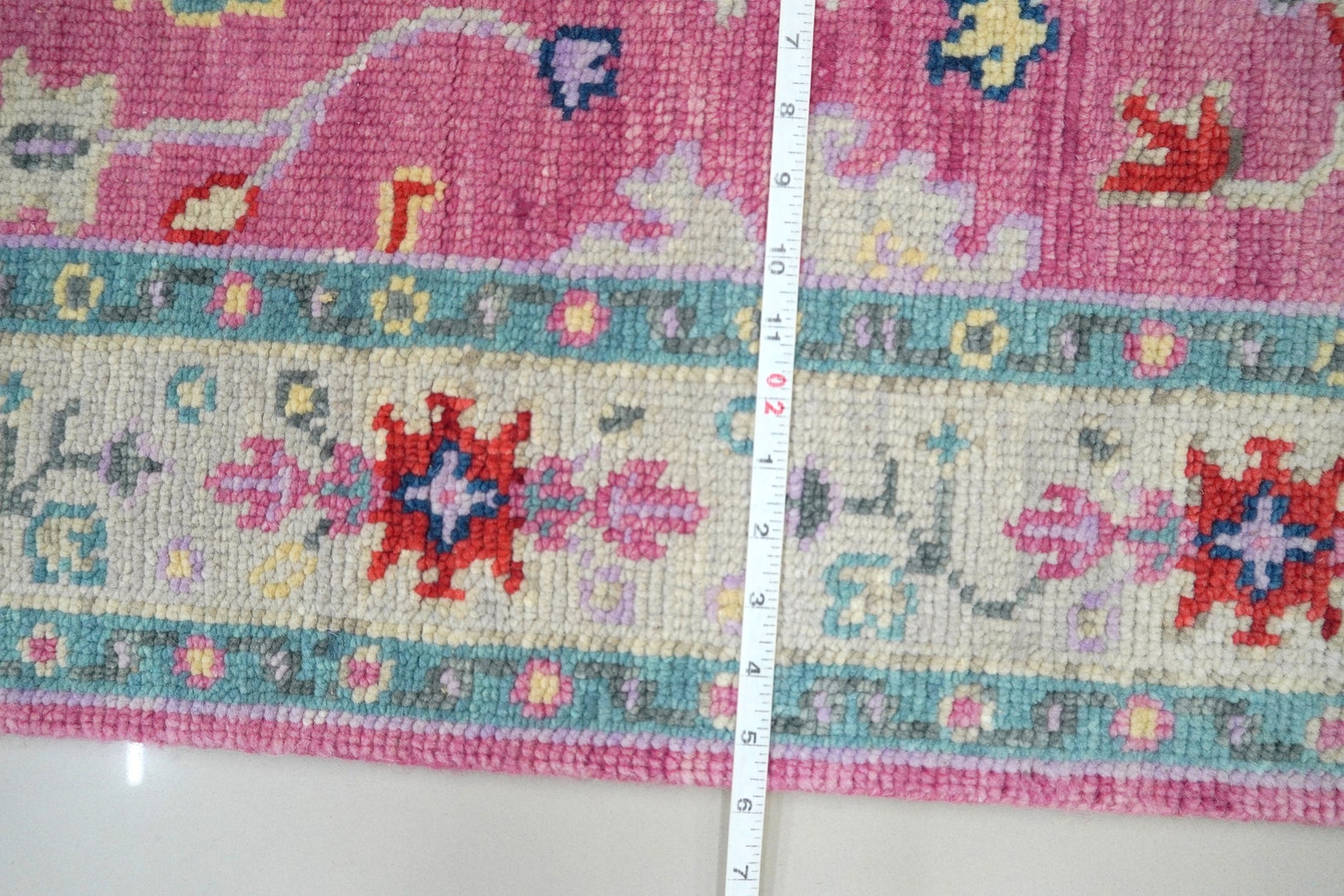 Woollen Oushak Runner Rug, Shades of Pink Ivory Hallway Pastel Runners ...