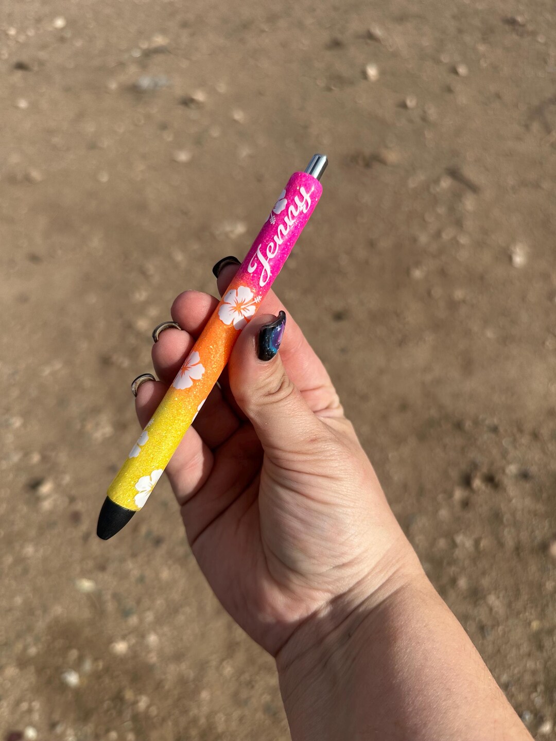 Hibiscus Glitter Pen, Summertime Pen , Nurse Pen, Teacher Pen, Ombré ...