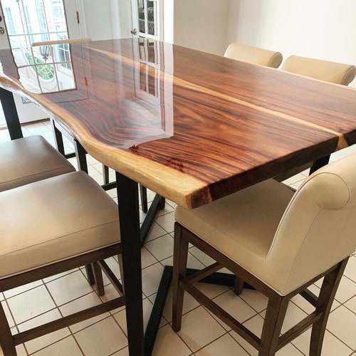 Live Edge Dining Table Kiln Dried Custom Monkey Pod Slabs - Etsy