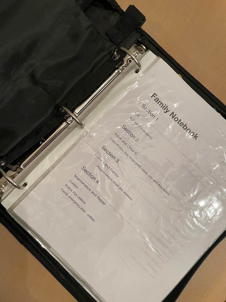 Family Emergency Binder Guide - Family Profile, Finger Print Sheet, ID ...