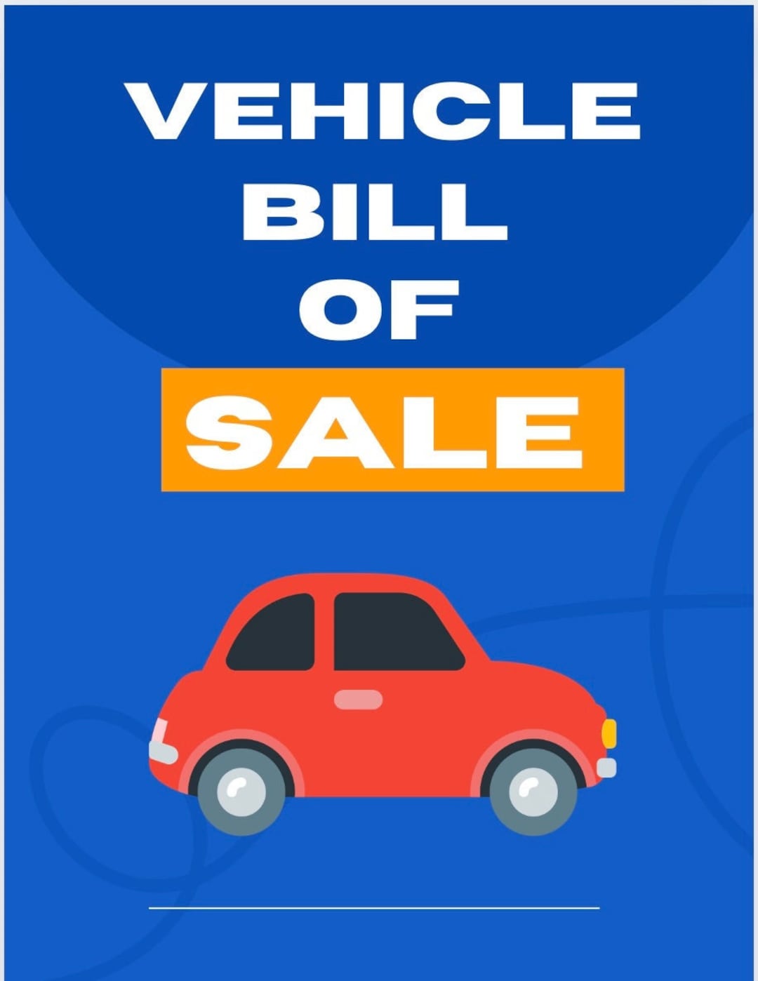 BILL of SALE for Auto Car Vehicle Easy to Fill Out Word or PDF for ...