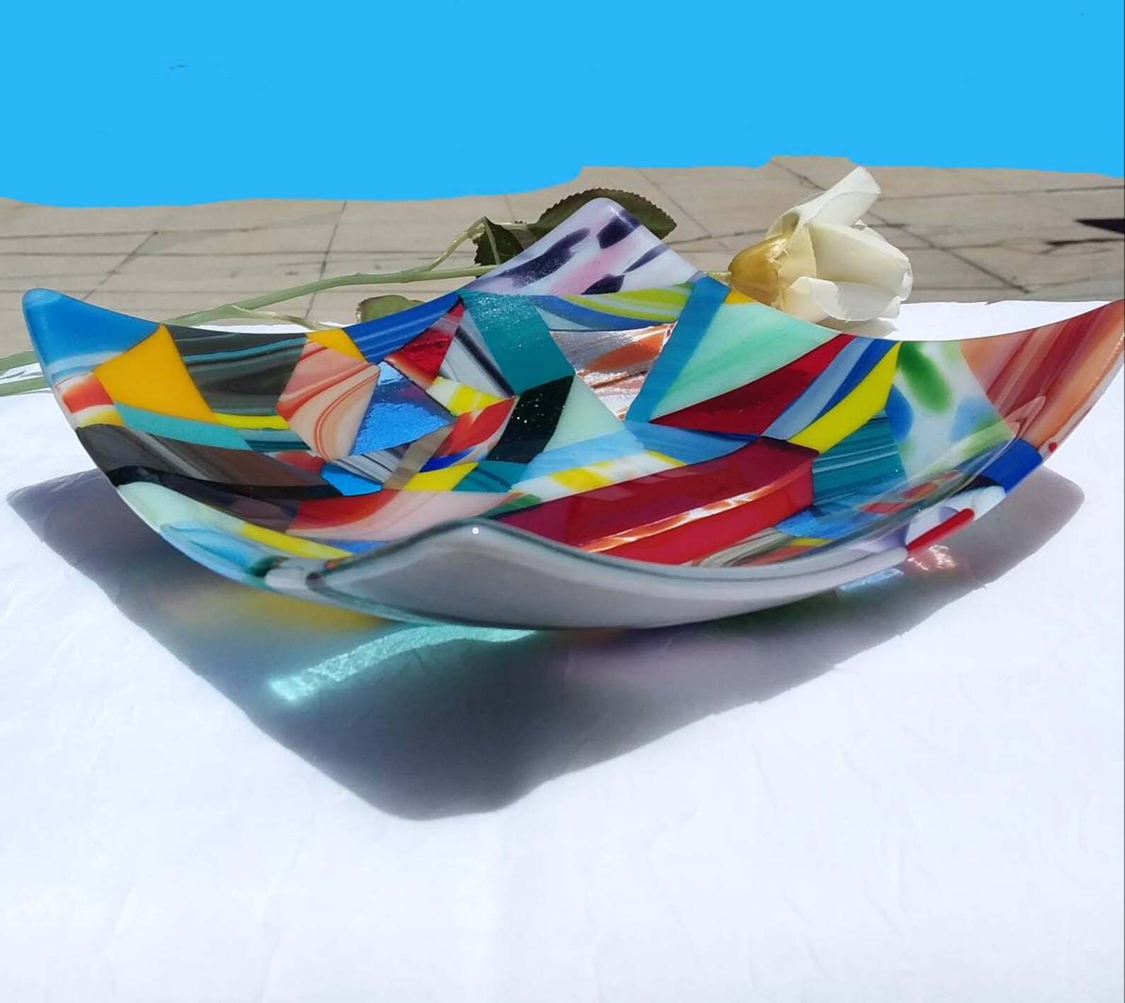 8" Fused Glass Random Mosaic Bowl - Etsy