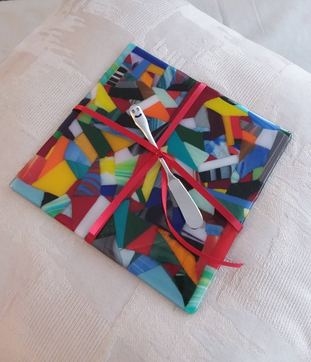Mosaic Fused Glass Charcuterie/cheese Platter/cake Plate/serving Dish ...