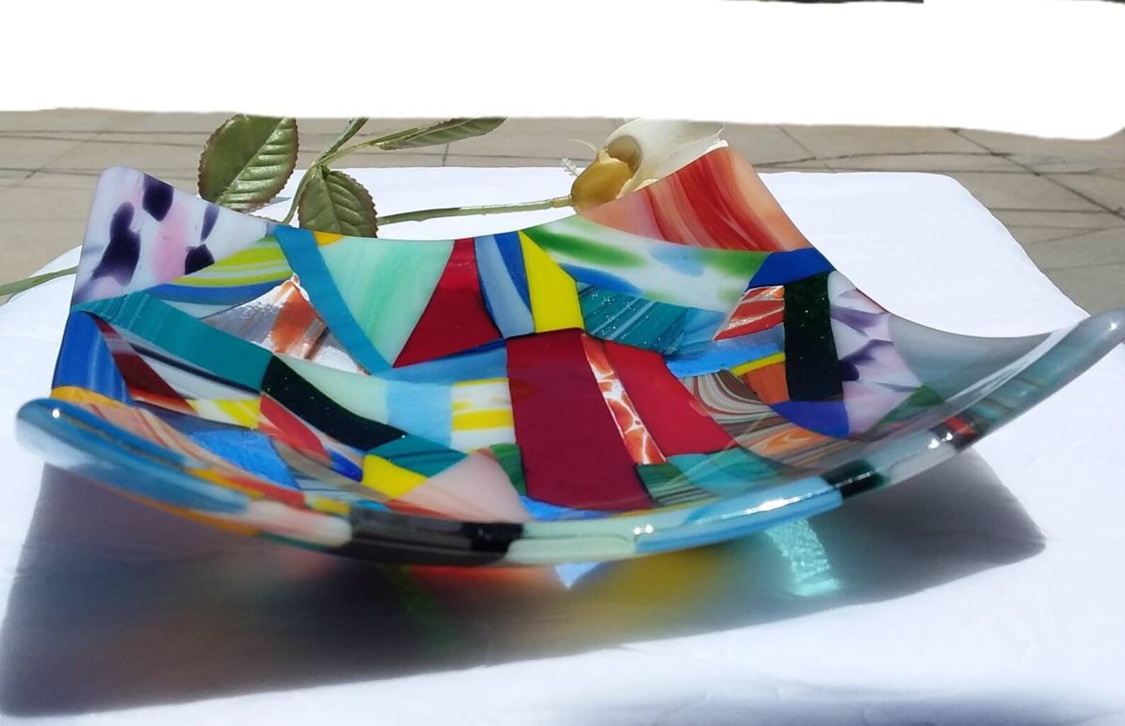 8" Fused Glass Random Mosaic Bowl - Etsy