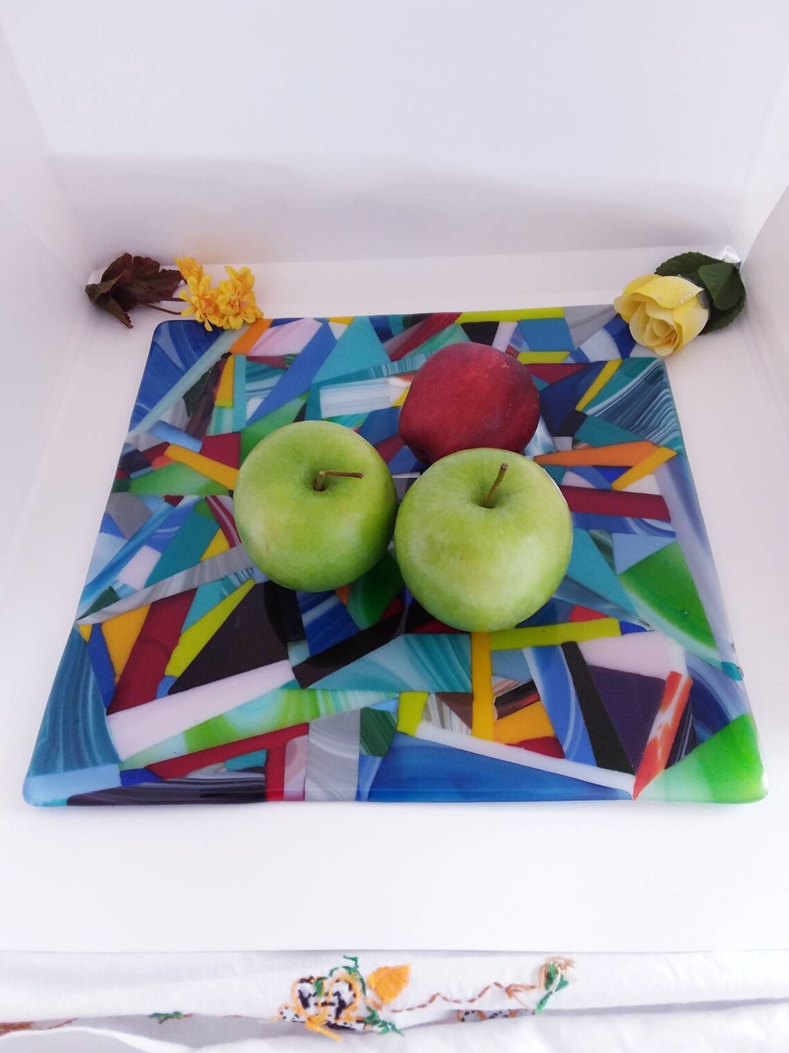 Mosaic Fused Glass Charcuterie/cheese Platter/cake Plate/serving Dish ...