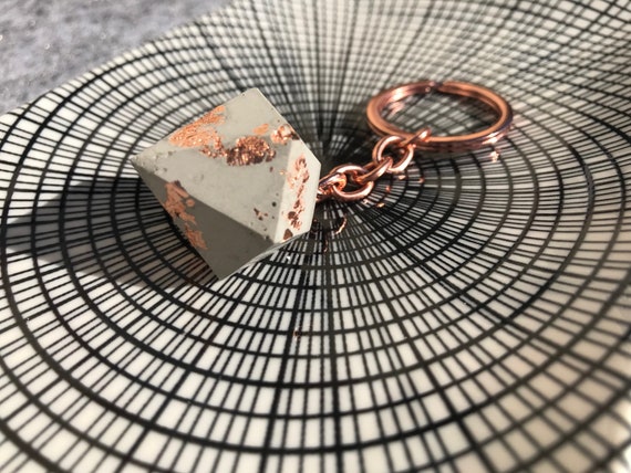 Keychain Diamond in Concrete Copper Gold - Etsy