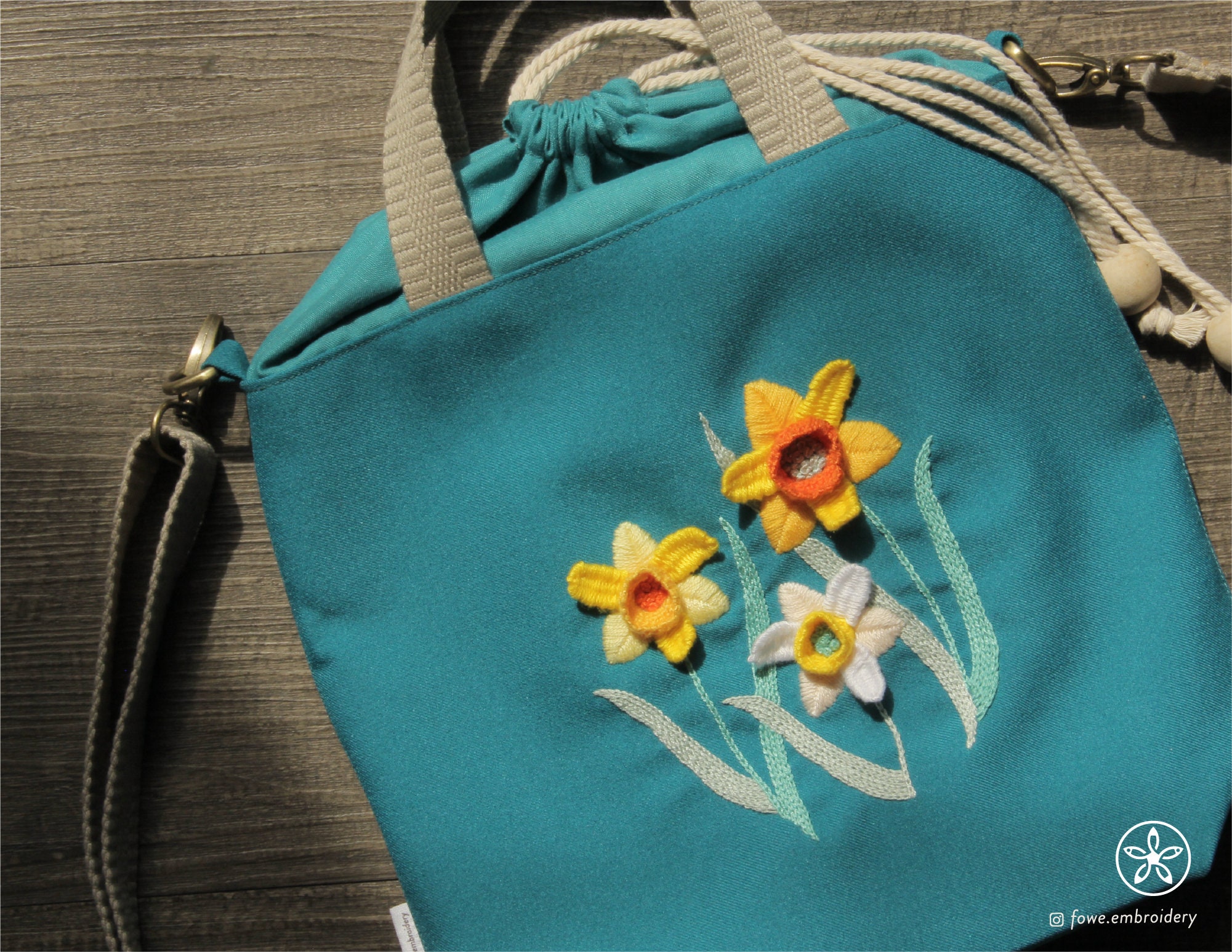Drawstring Bag PDF Pattern Poppy Daffodil Flower Hand - Etsy