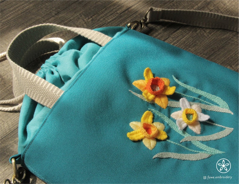 Drawstring Bag PDF Pattern Poppy Daffodil Flower Hand - Etsy