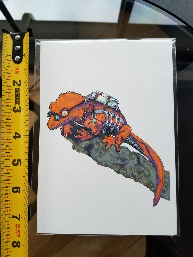 Steampunk Crested Gecko Art Print - Etsy