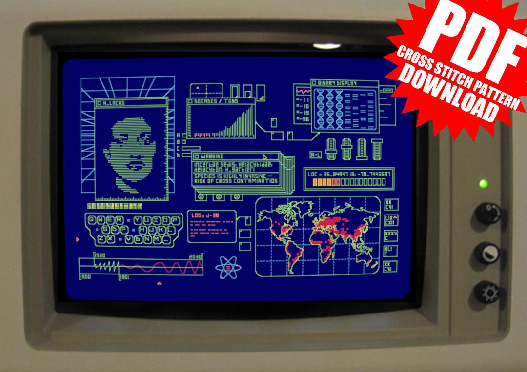 Hela Retro Computer Display Back & Cross Stitch Pattern/puzzle - Saints ...