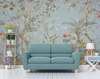 Floral wall mural | Etsy