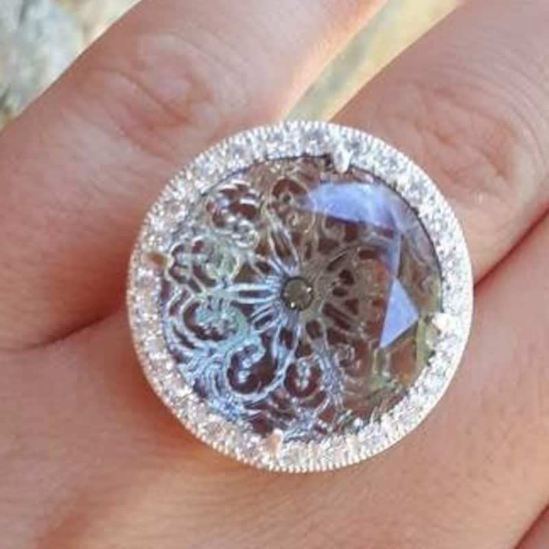 Big Mens Crystal Ring - Etsy