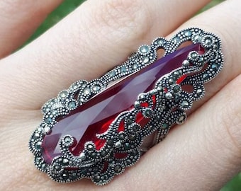 Huge Red Ring Ruby Ring Long Ring Boho Ring Vintage Red Ring | Etsy