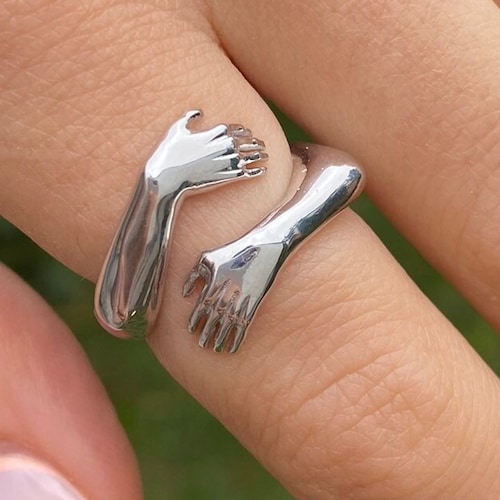 Hug Ring Silver Hugging Ring Lover Ring Love Hug Ring - Etsy