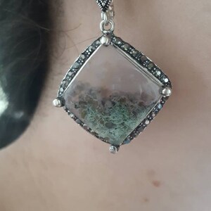 Square Large Ring Huge Gemstone Ring Moss Agate Ring Landscape Agate ...