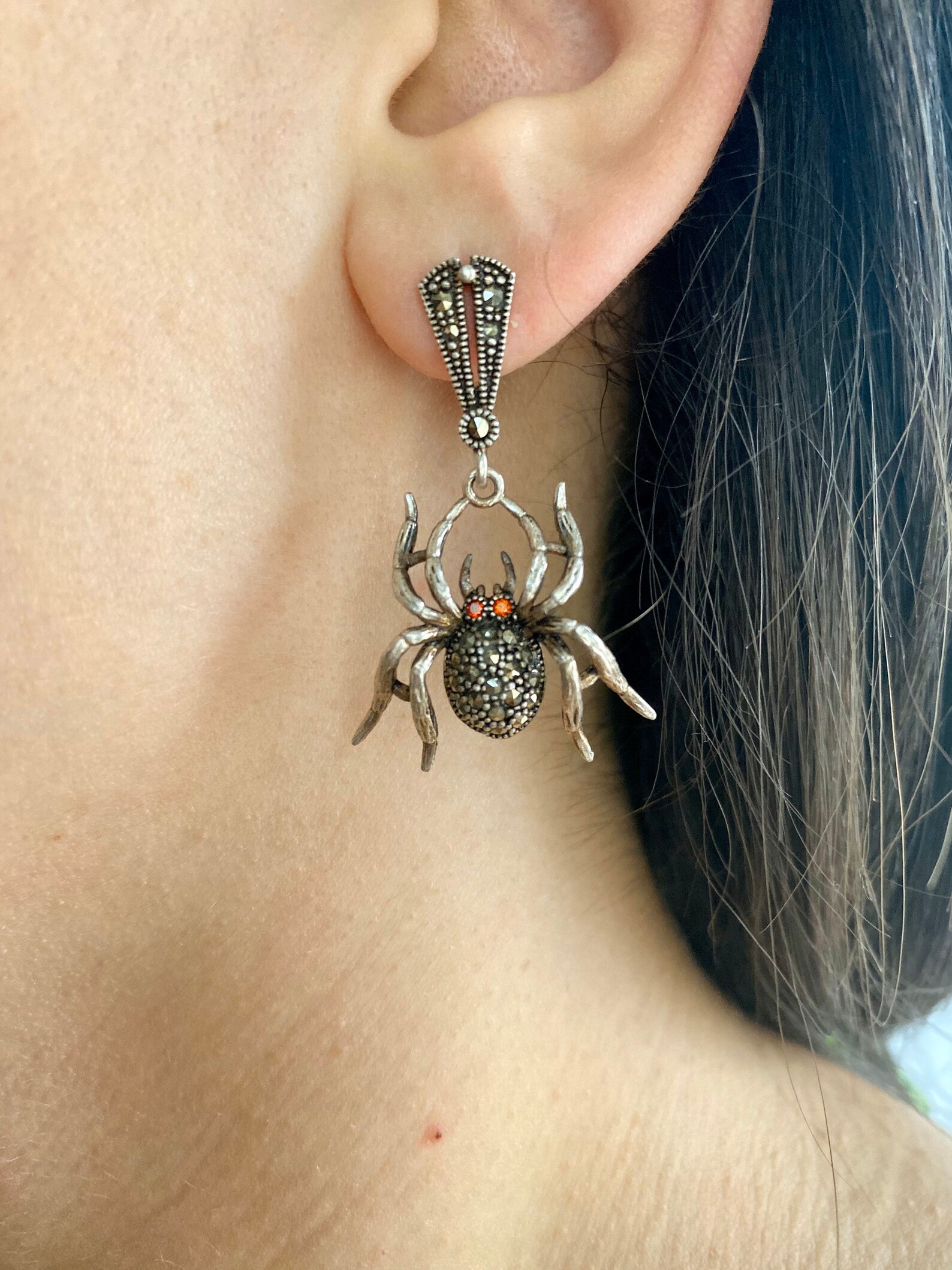 Spider Earrings Dangle Spider Earrings Halloween Jewelry Silver ...