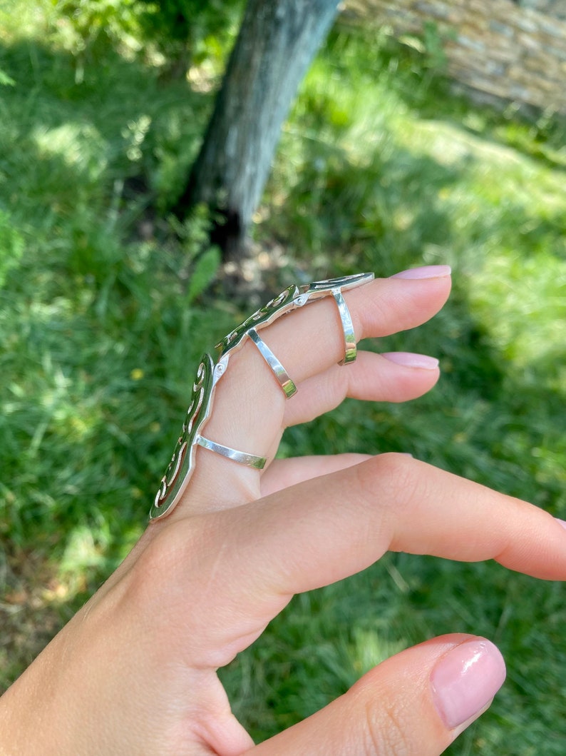 Full Finger Ring Finger Long Ring Long Finger Ring Sterling - Etsy