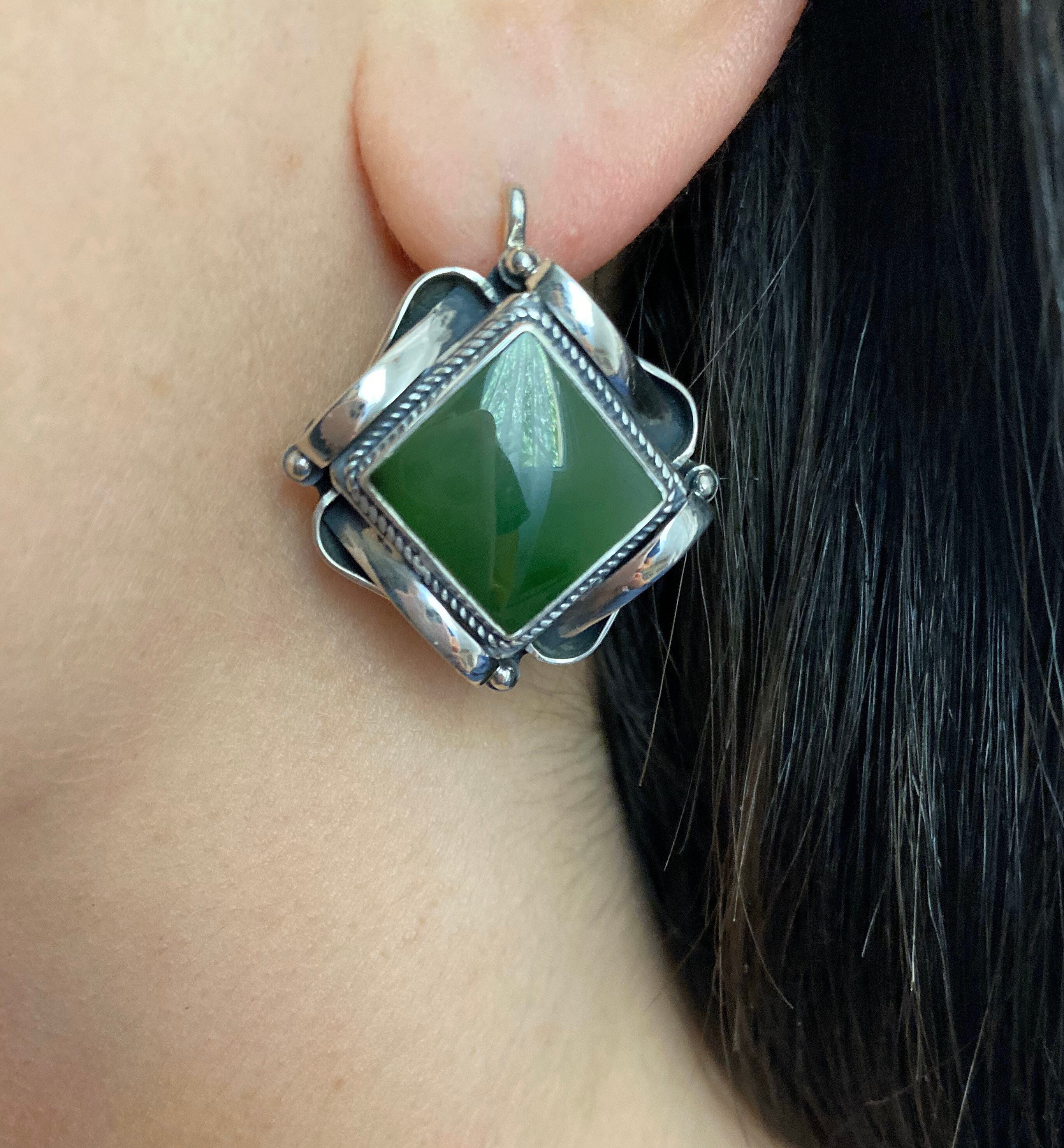 Nephrite jewelry Silver Jade jewelry Jadeite jewelry Green | Etsy