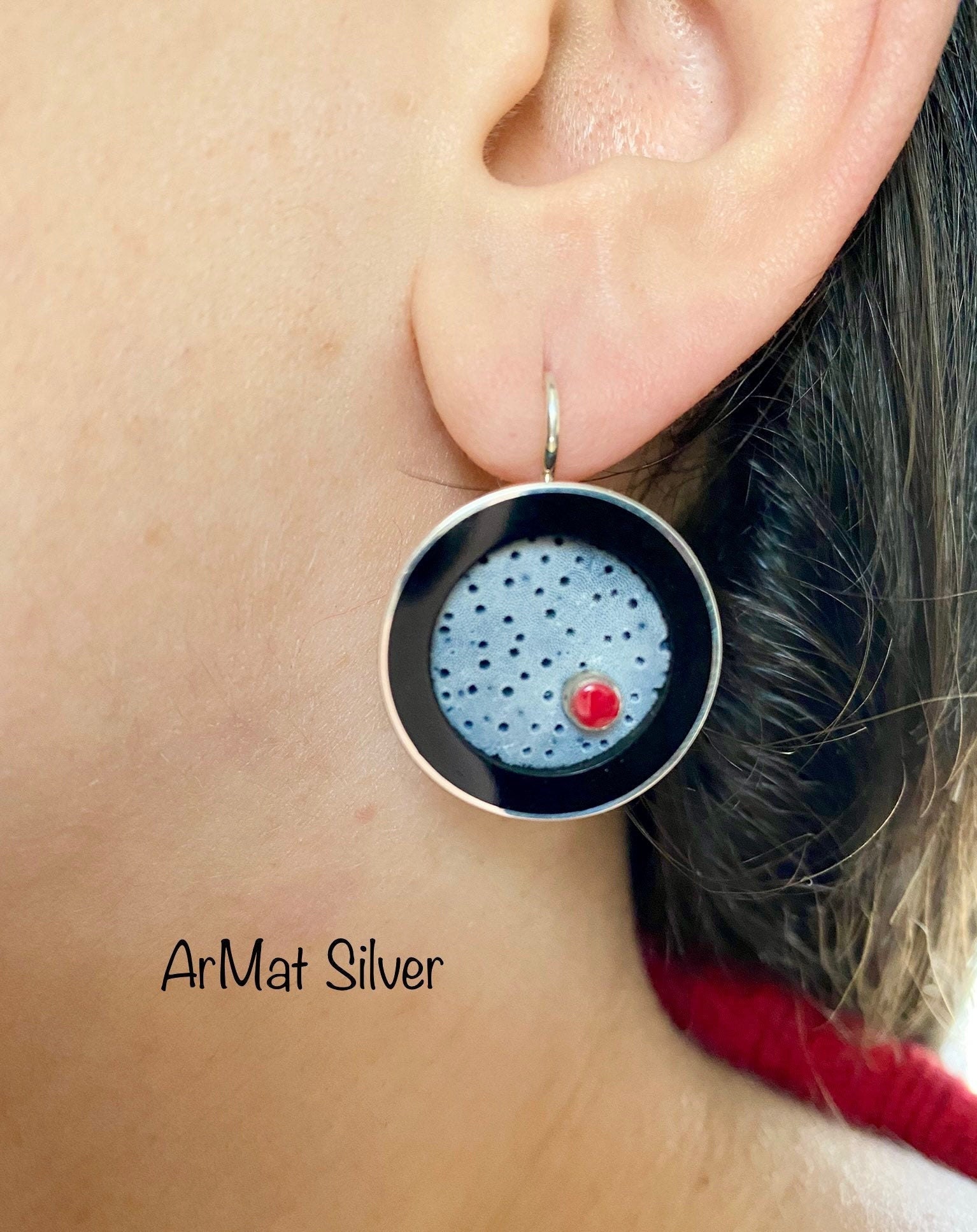 Blue coral ring Blue sponge coral jewelry Round blue coral | Etsy