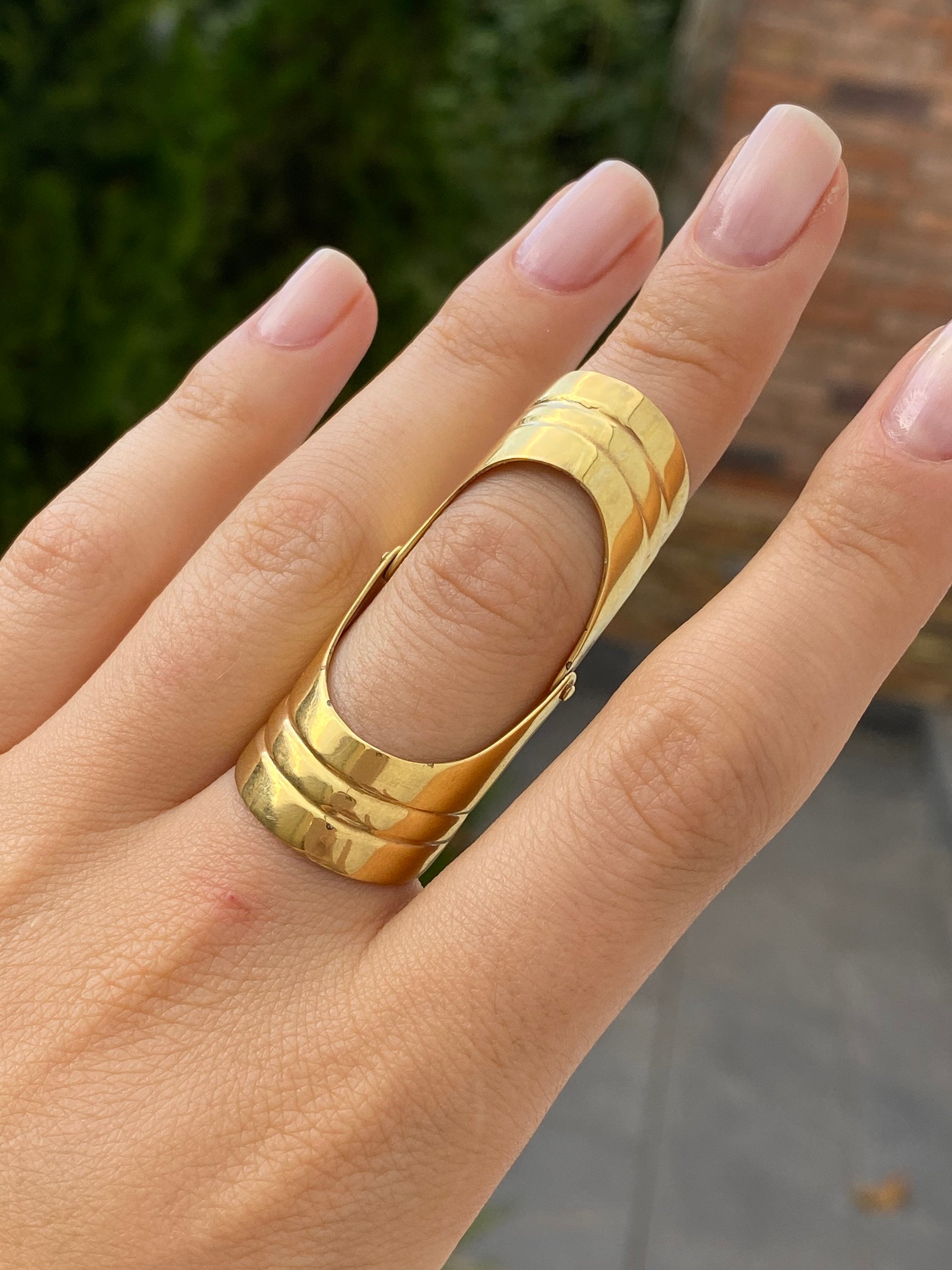 Gold Double Ring Full Finger Ring Armor Ring Shield Ring Gold Plated ...