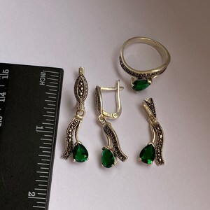Small Green Stone Ring Silver Green Stone Ring Created Emerald Ring ...