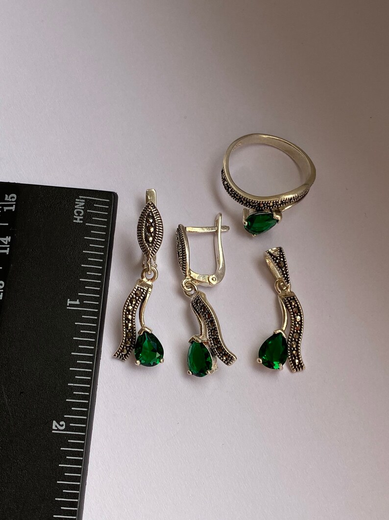 Small Green Stone Ring Silver Green Stone Ring Created Emerald - Etsy