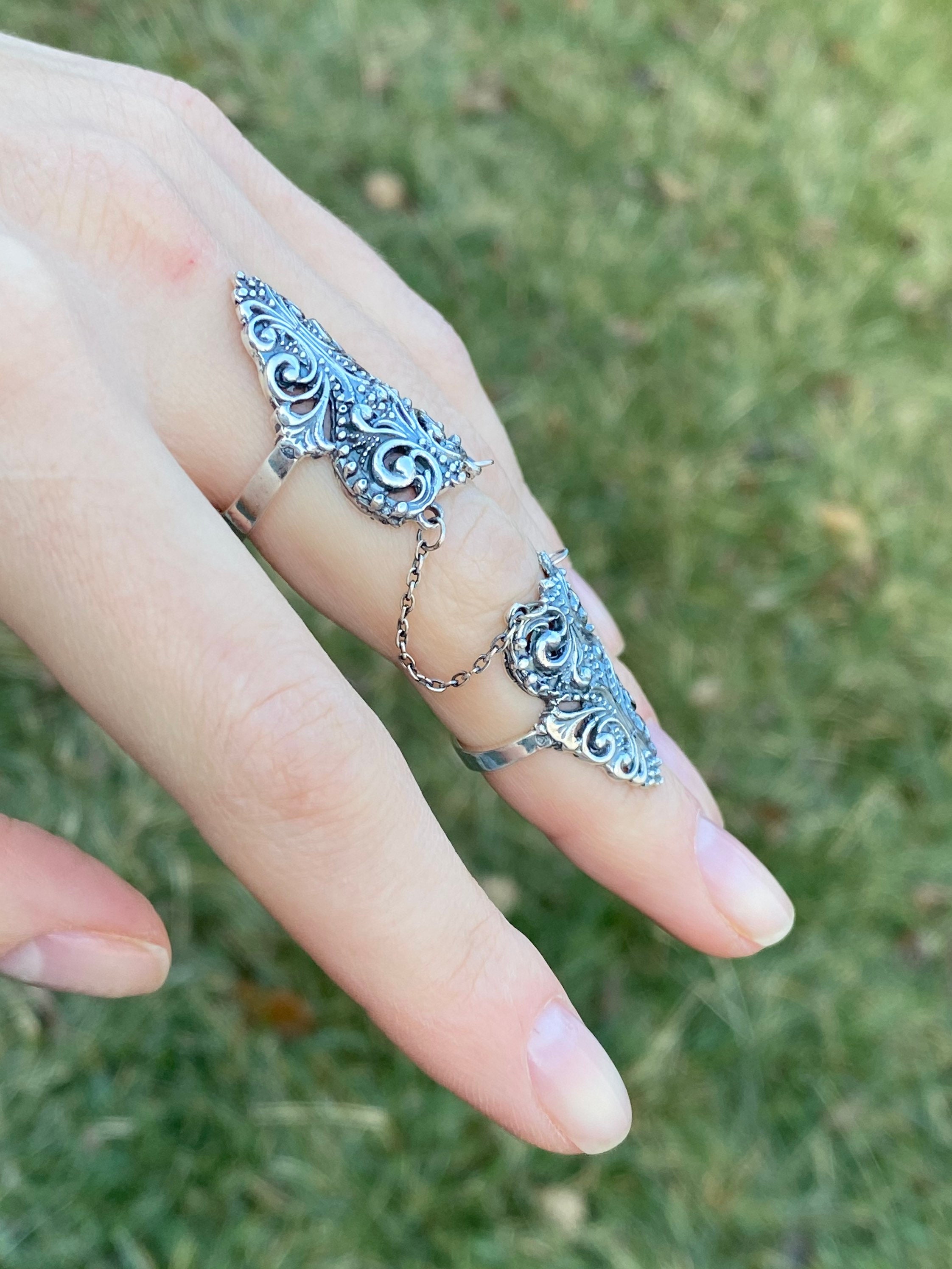 Double Chain Ring Full Finger Filigree Ring Double Articulated | Etsy