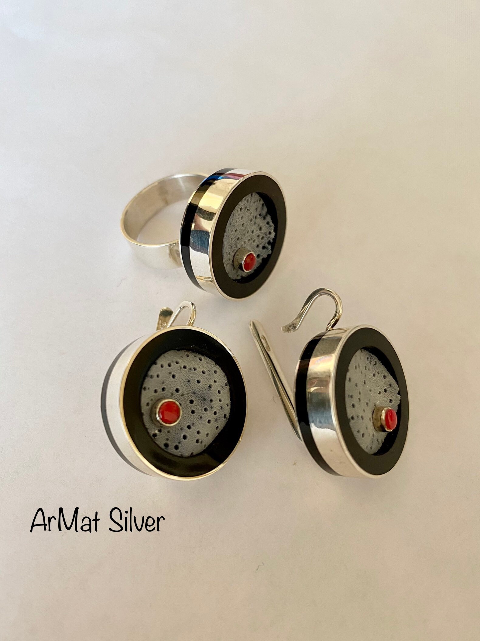 Blue coral ring Blue sponge coral jewelry Round blue coral | Etsy