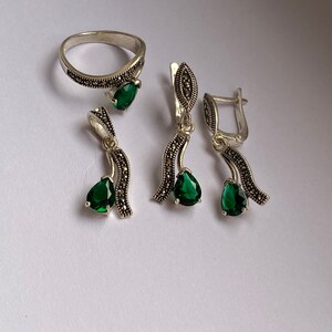 Small Green Stone Ring Silver Green Stone Ring Created Emerald Ring ...