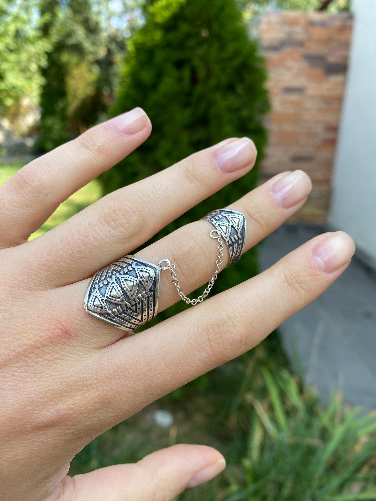 Double Ring Chain Ring Double Chain Ring Slave Change Ring - Etsy