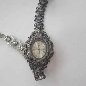 Luxury Marcasite Wristwatch Silver Wrist Watch Oval Gorgeous Wrist ...