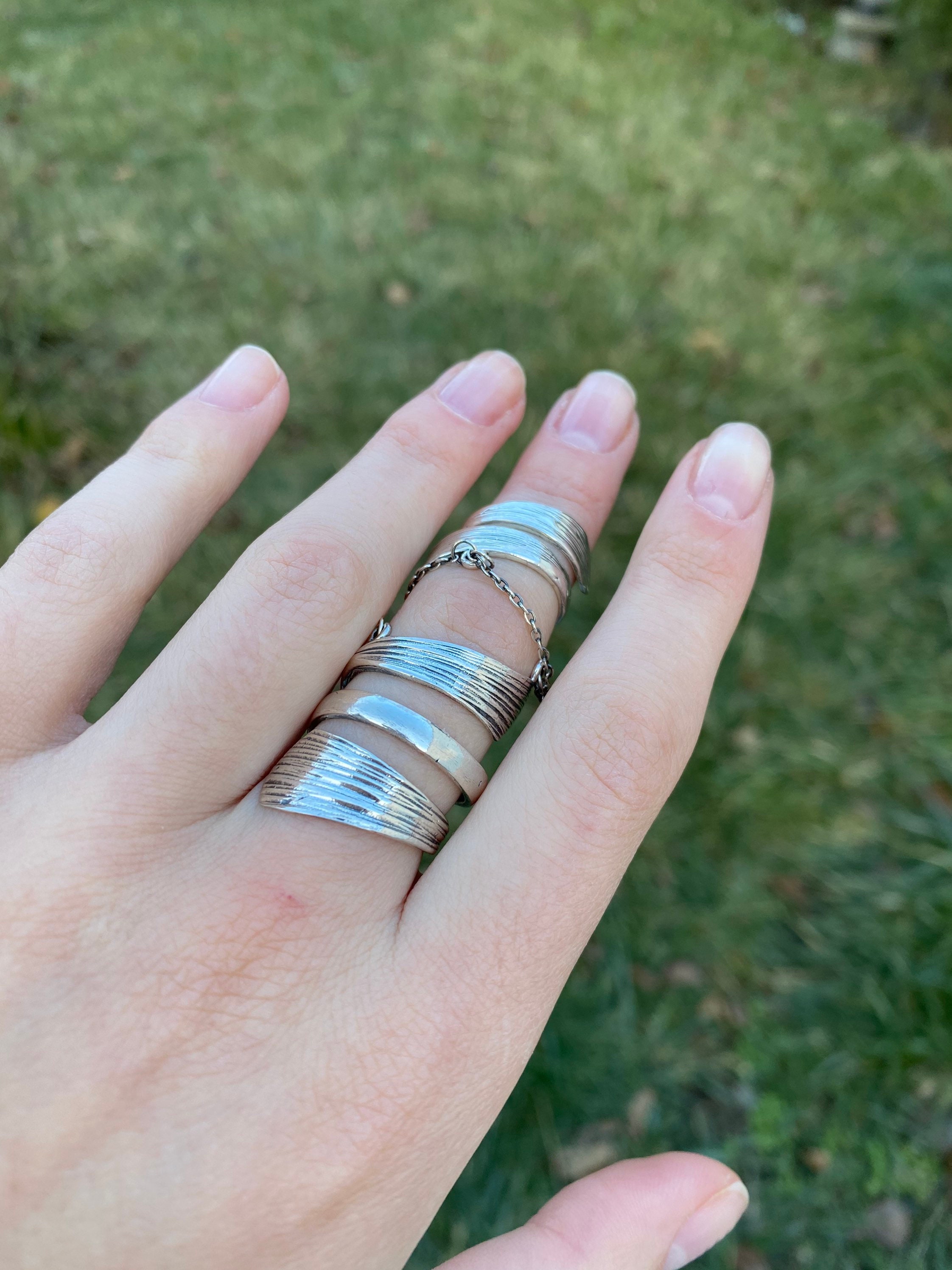 Full Finger Ring Silver Armor Articulated Ring Adjustable Full - Etsy