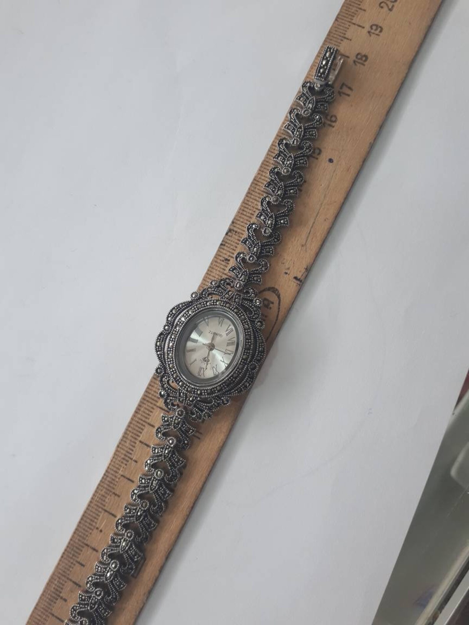 Luxury Marcasite Wristwatch Silver Wrist Watch Oval Gorgeous Wrist ...