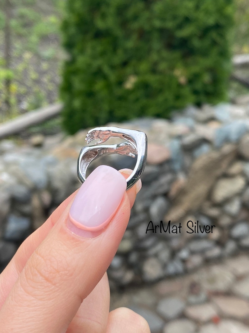 Hug Ring Silver Hugging Ring Lover Ring Love Hug Ring Hands Ring Love ...