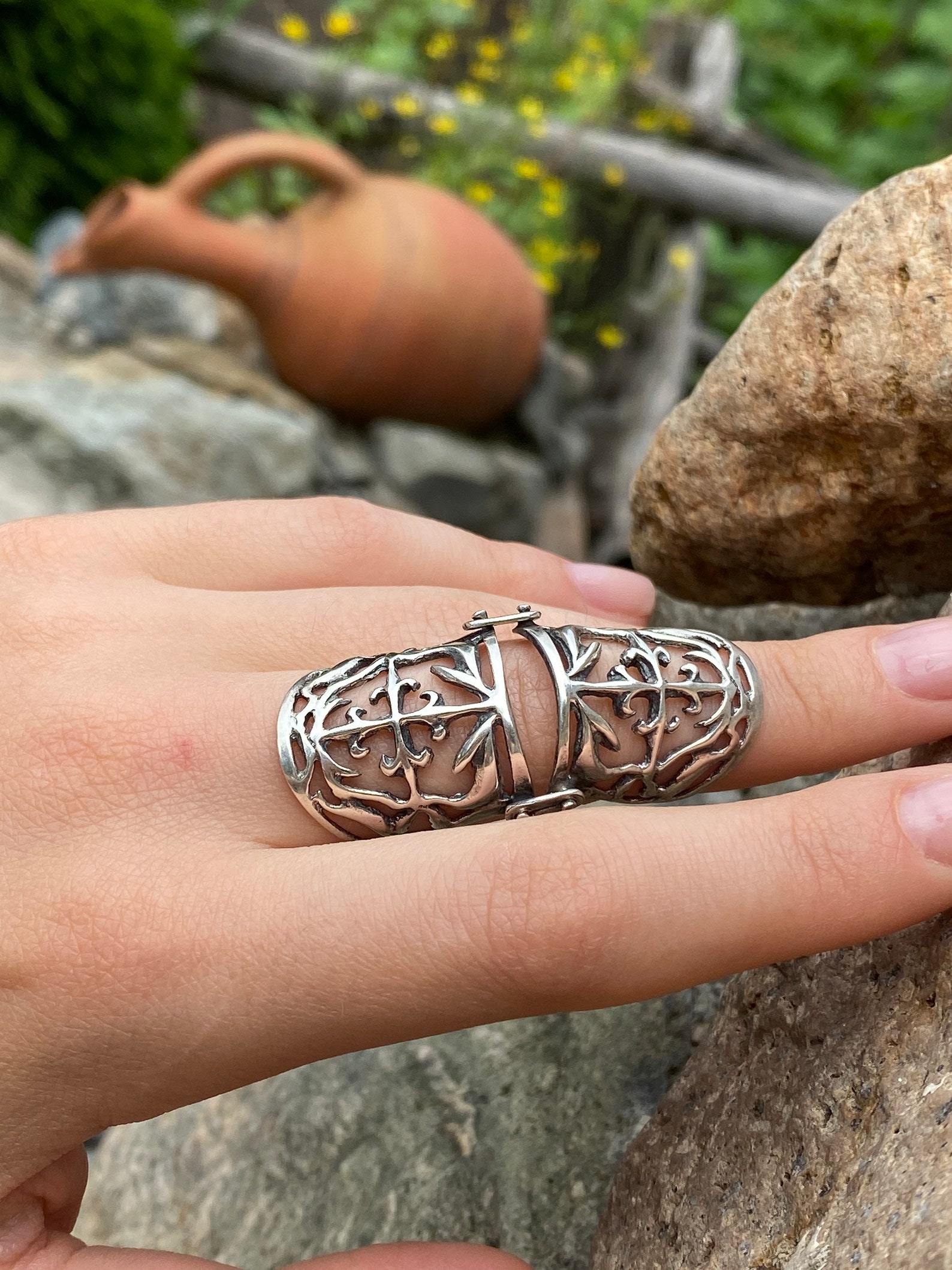 Armor Full Finger Ring Shield Ring Sterling Silver Armor Ring | Etsy UK