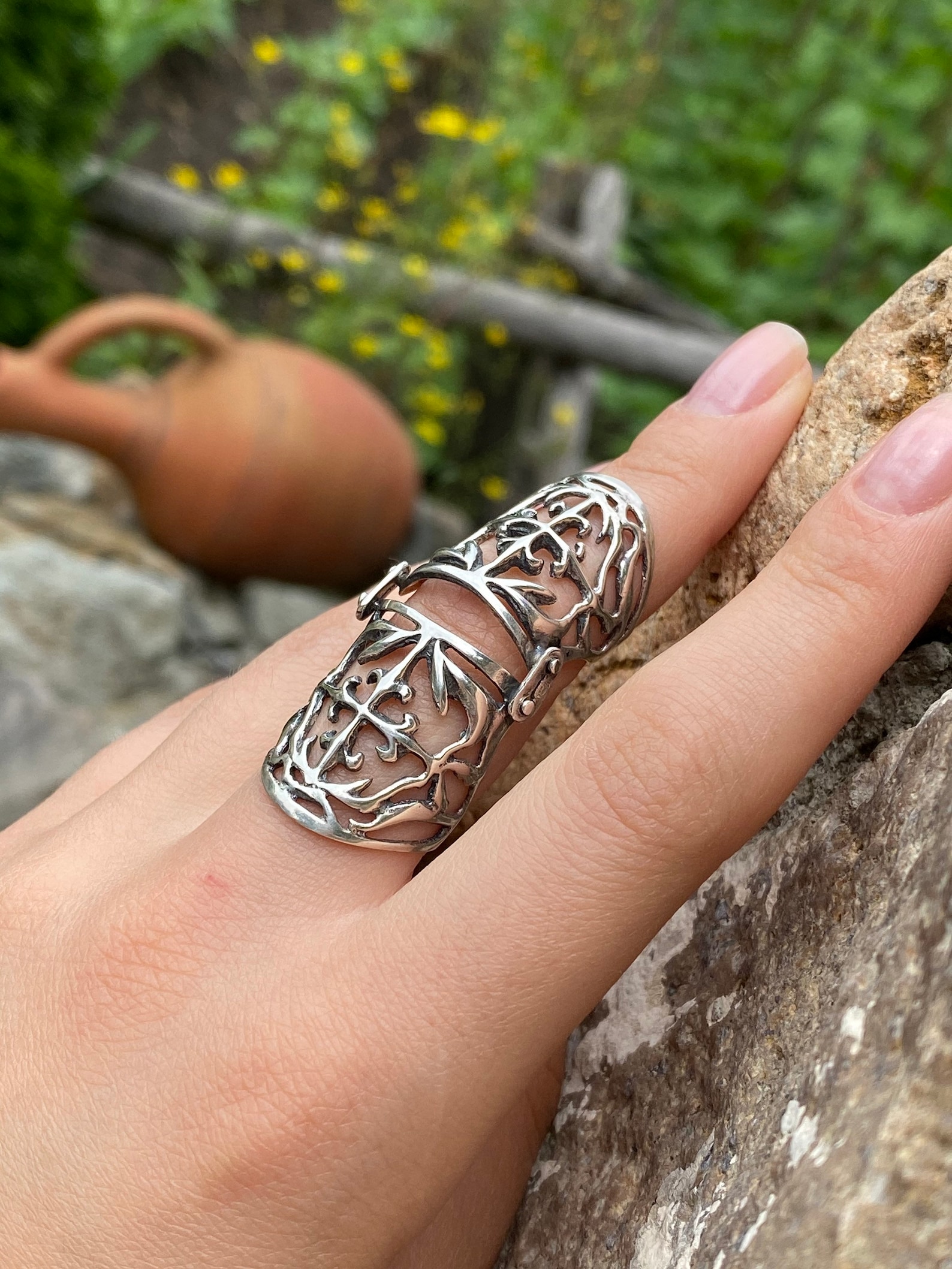 Armor Full Finger Ring Shield Ring Sterling Silver Armor Ring | Etsy UK