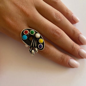 Art Palette Ring Art Palette Jewelry Silver Art Palette Ring Artist ...
