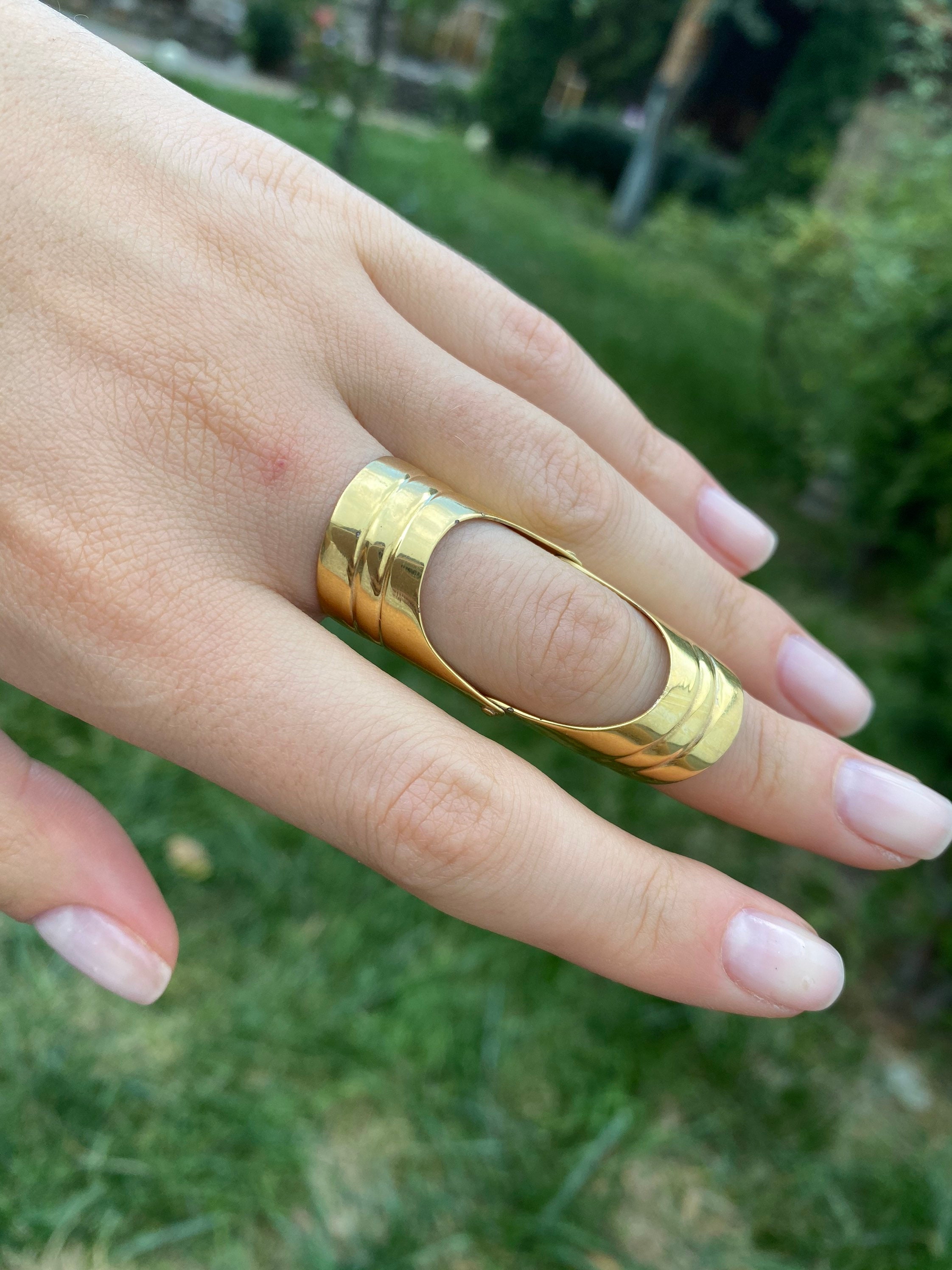 Gold Double Ring Full Finger Ring Armor Ring Shield Ring Gold Plated ...