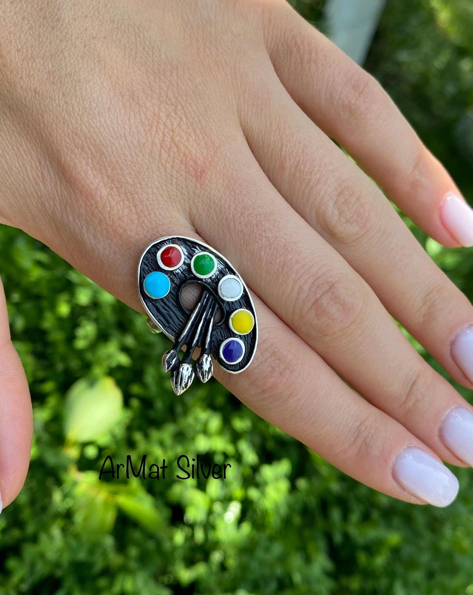 Art Palette Ring Art Palette Jewelry Silver Art Palette Ring Artist ...