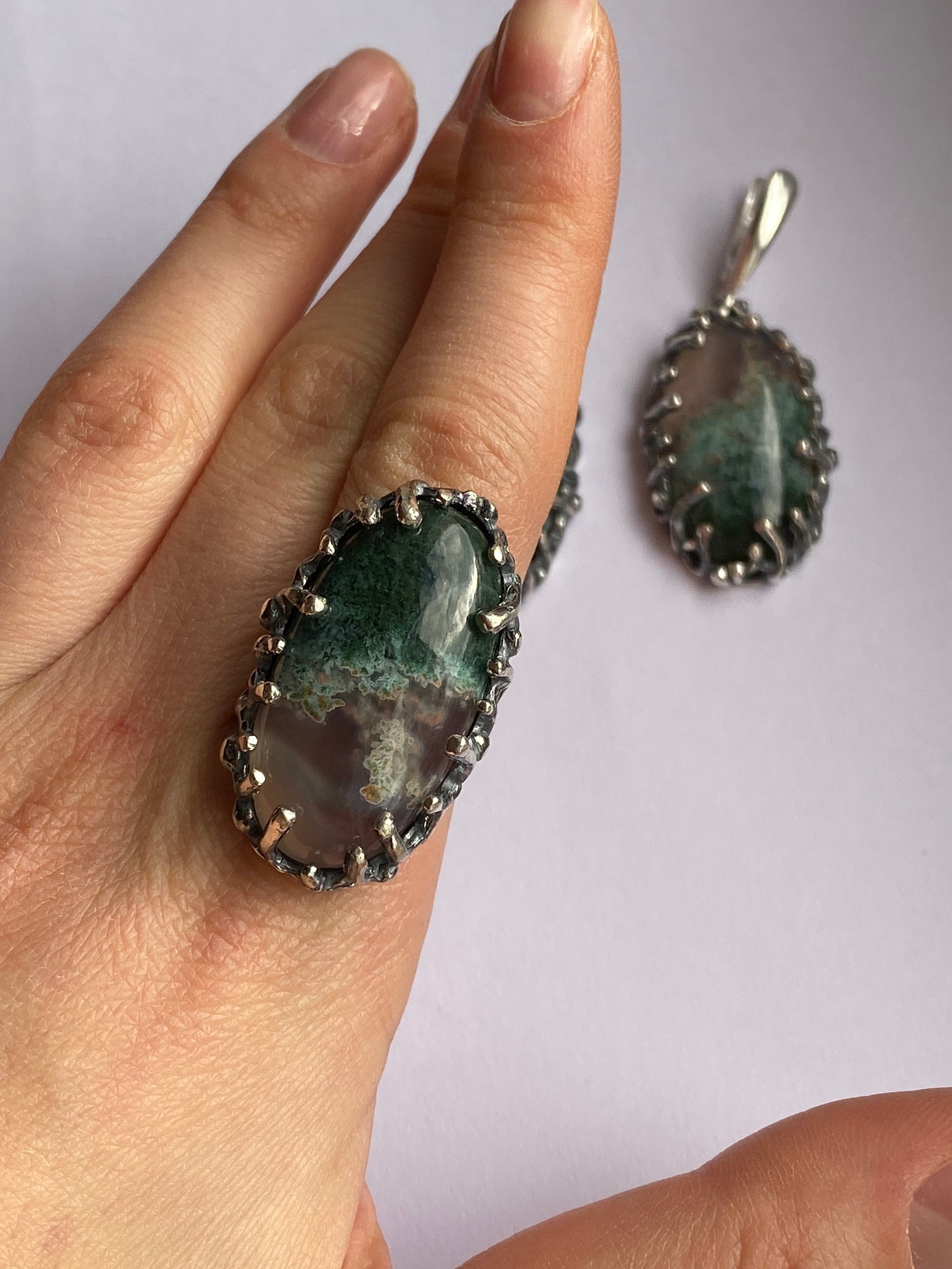 Huge stone ring Large natural stone ring Rare stone jewelry | Etsy