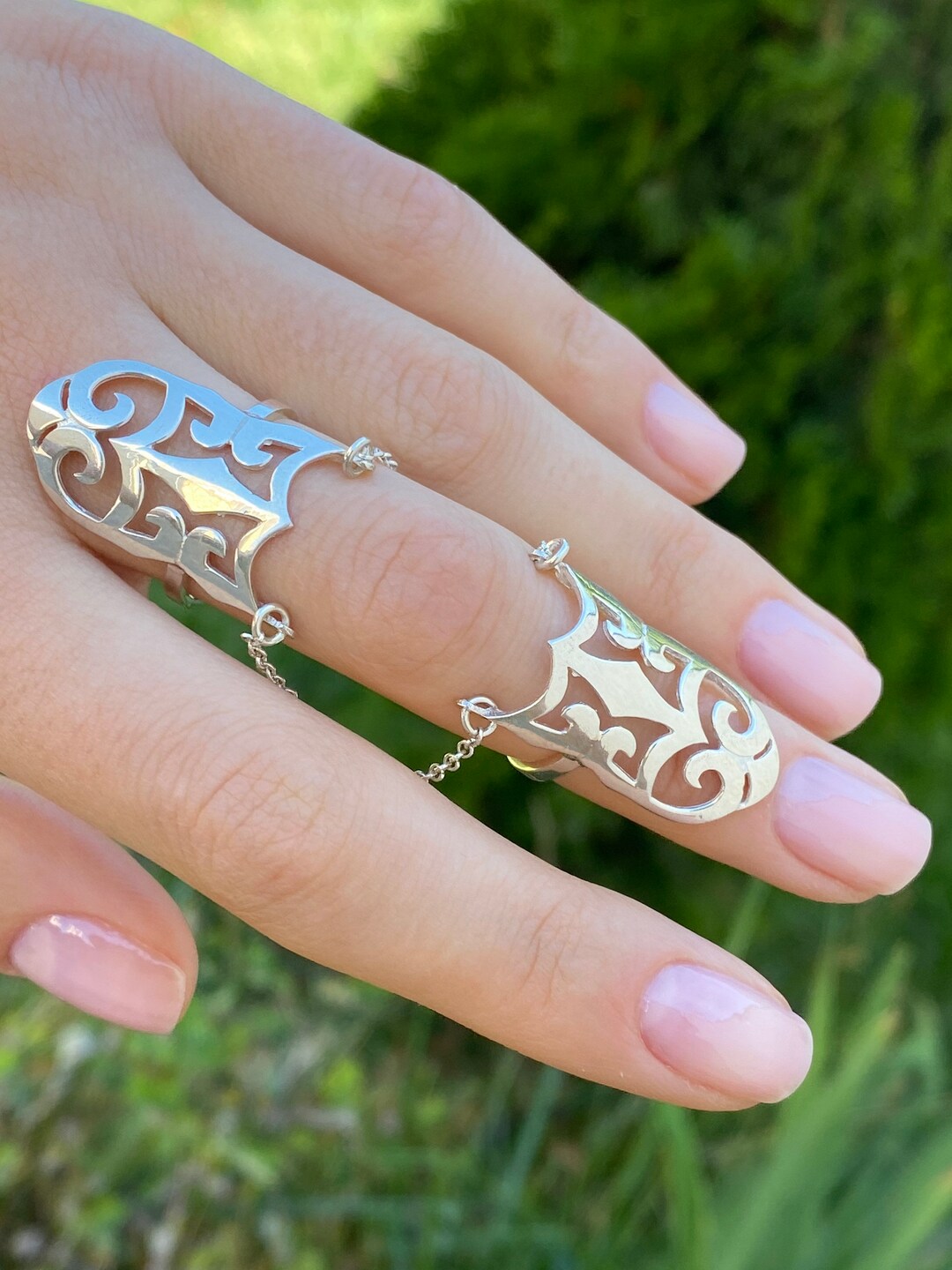 Full Finger Ring Armor Ring Silver Double Ring Silver Full Finger Ring ...