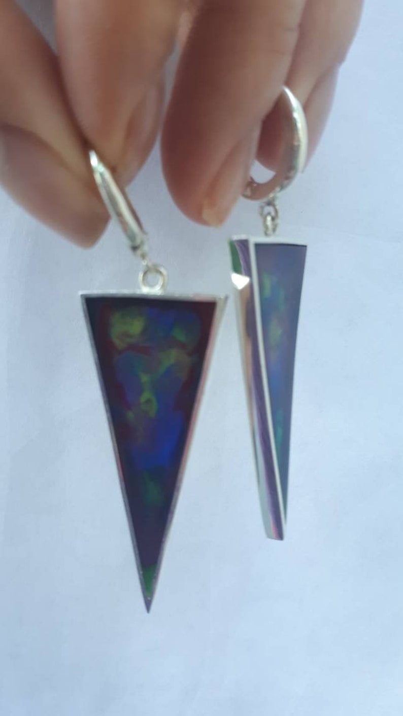 Triangle Large Ring Silver Big Triangle Ring Geometric Large Ring Long ...